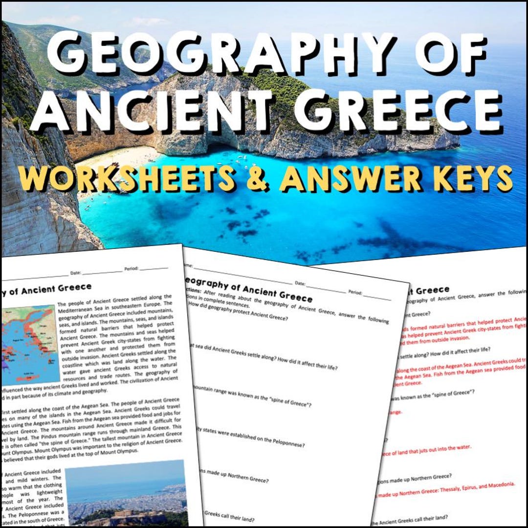Geography of Ancient Greece Reading Worksheets and Answer Keys - Etsy