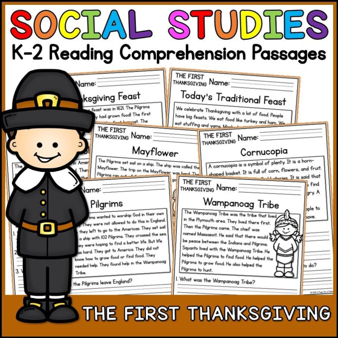 The First Thanksgiving Reading Comprehension Passages | K-2 ...