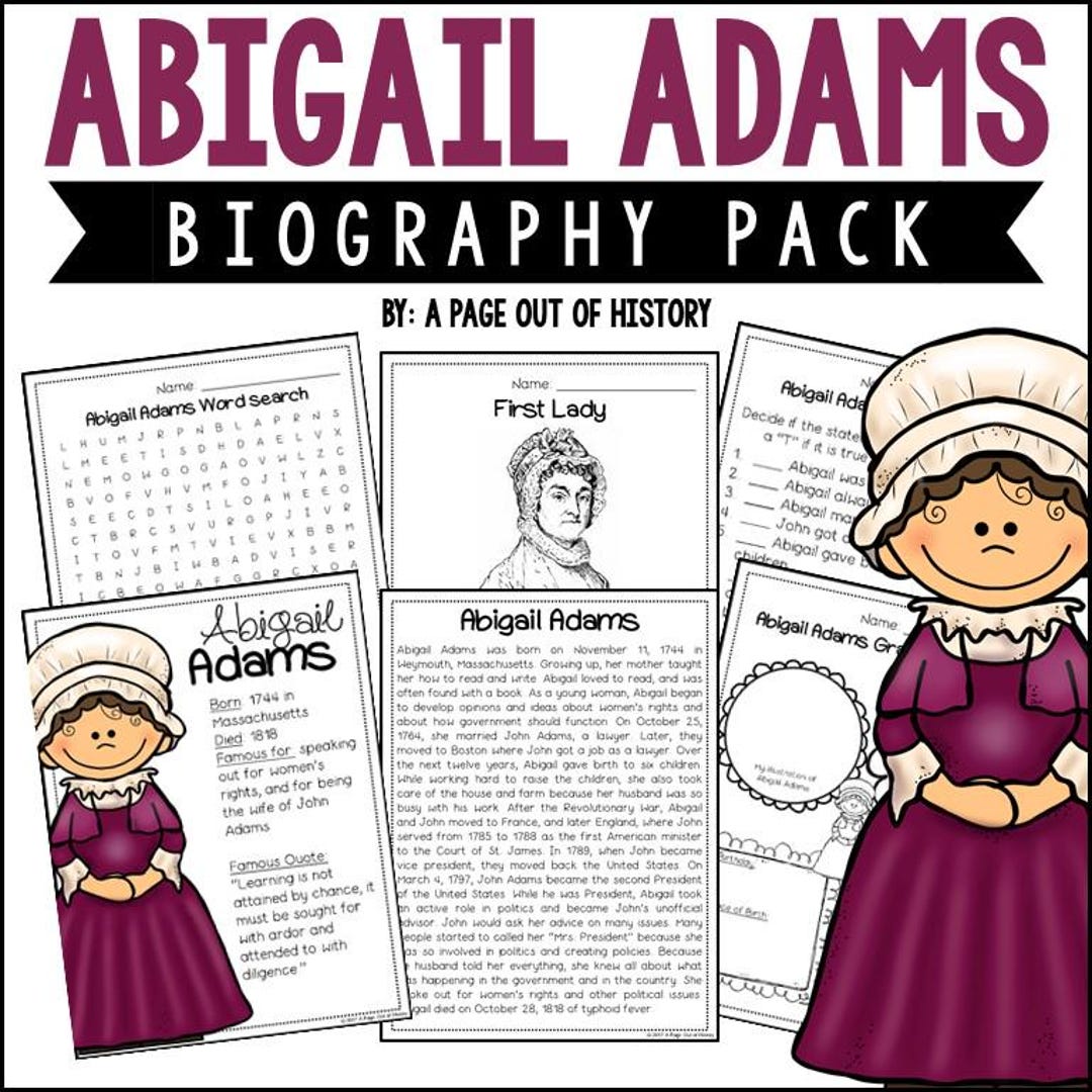Abigail Adams Reading Comprehension Worksheets | Activities for Kids ...