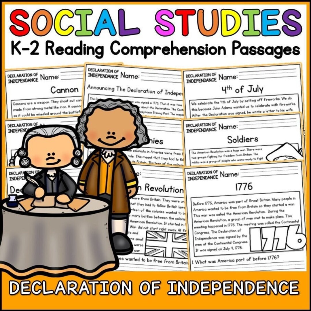 Declaration of Independence Reading Comprehension Passages | K-2 ...