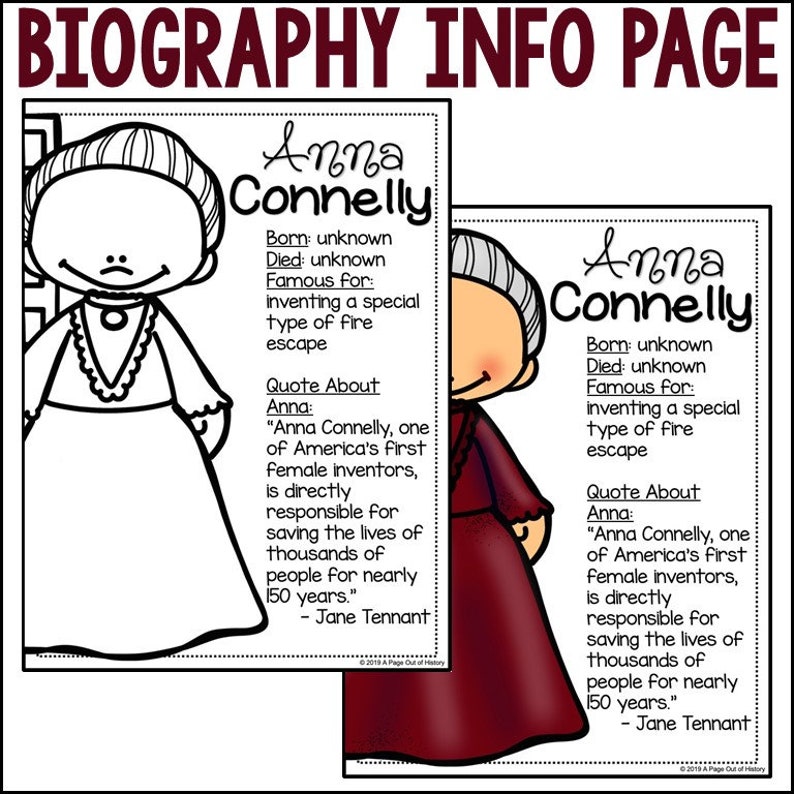 Anna Connelly Biography Unit Pack | 3-5 | Homeschool | Social Studies ...