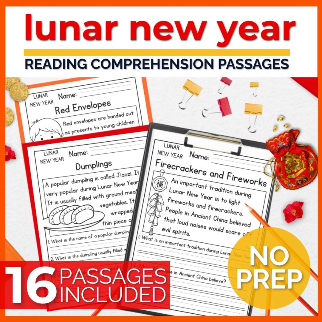 Lunar New Year Reading Comprehension Passages, Cultural Holidays ...