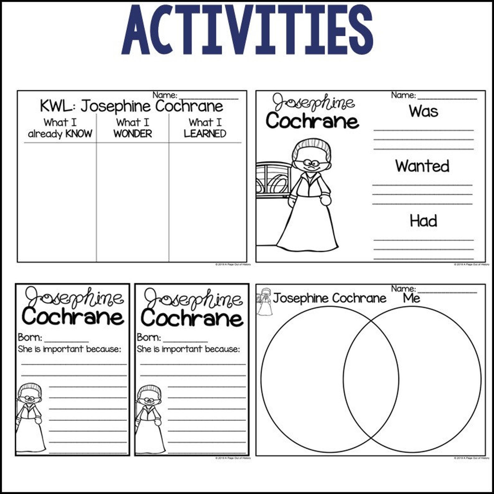 Josephine Cochrane 3rd-5th Grade Biography Unit | Reading Passage ...