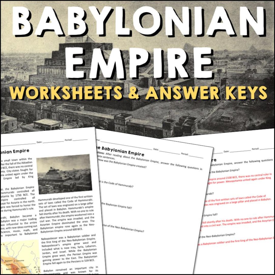 Babylonian Empire Reading Worksheets and Answer Keys - Etsy