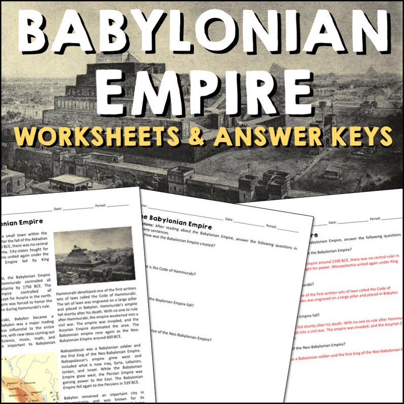 Babylonian Empire Kindergarten Worksheets, Reading Comprehensions ...