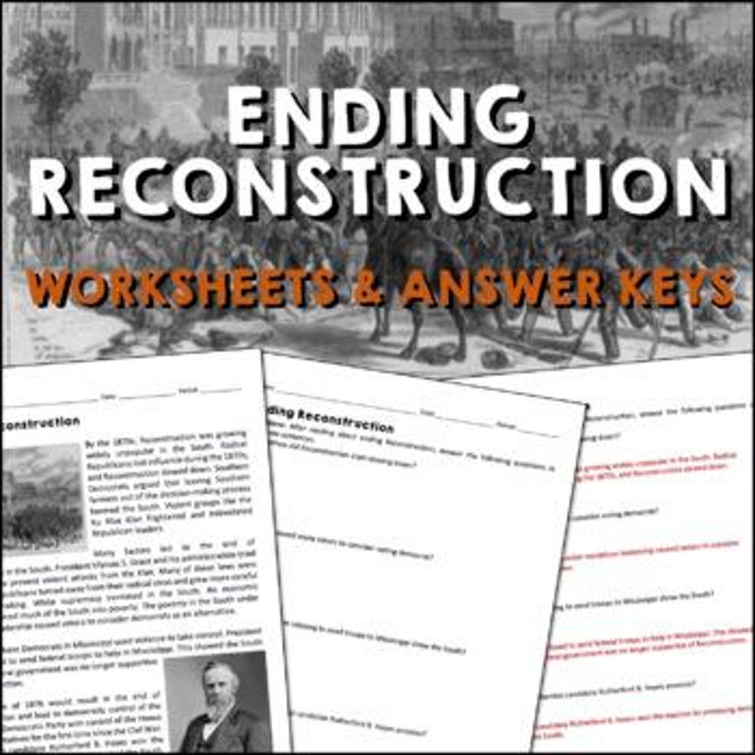 Ending Reconstruction Reading Worksheets, Homeschool and Classroom ...