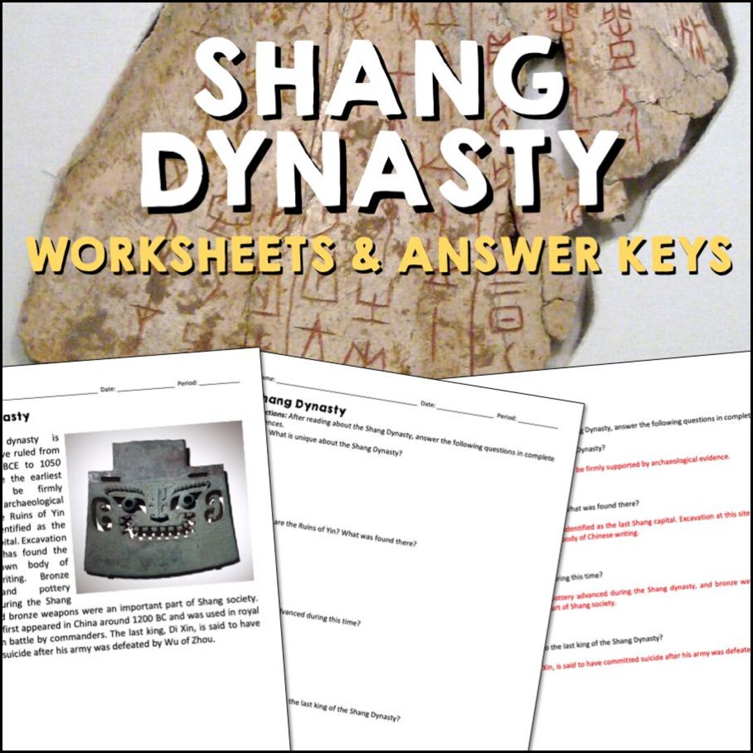 Shang Dynasty Reading Comprehension Worksheet, Ancient China History ...