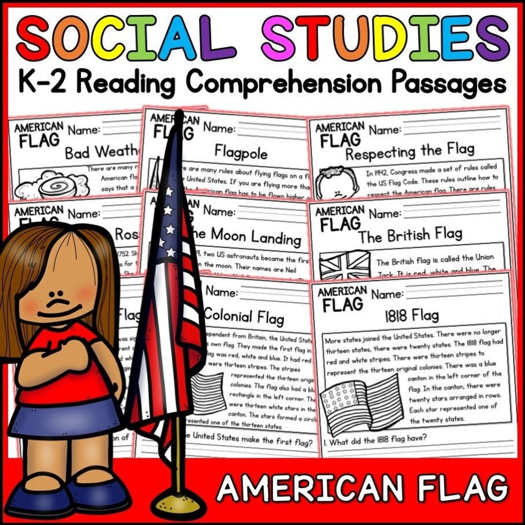 1st 2nd Grade Reading Comprehension | American Flag Passages ...