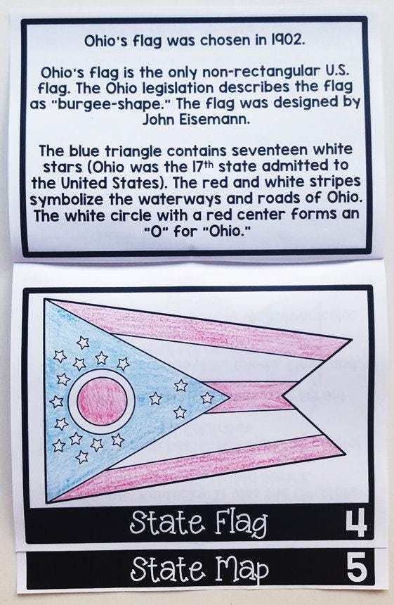 Ohio 3rd-5th Grade State Lesson | Symbols, Map, Flag, Reading, Writing ...