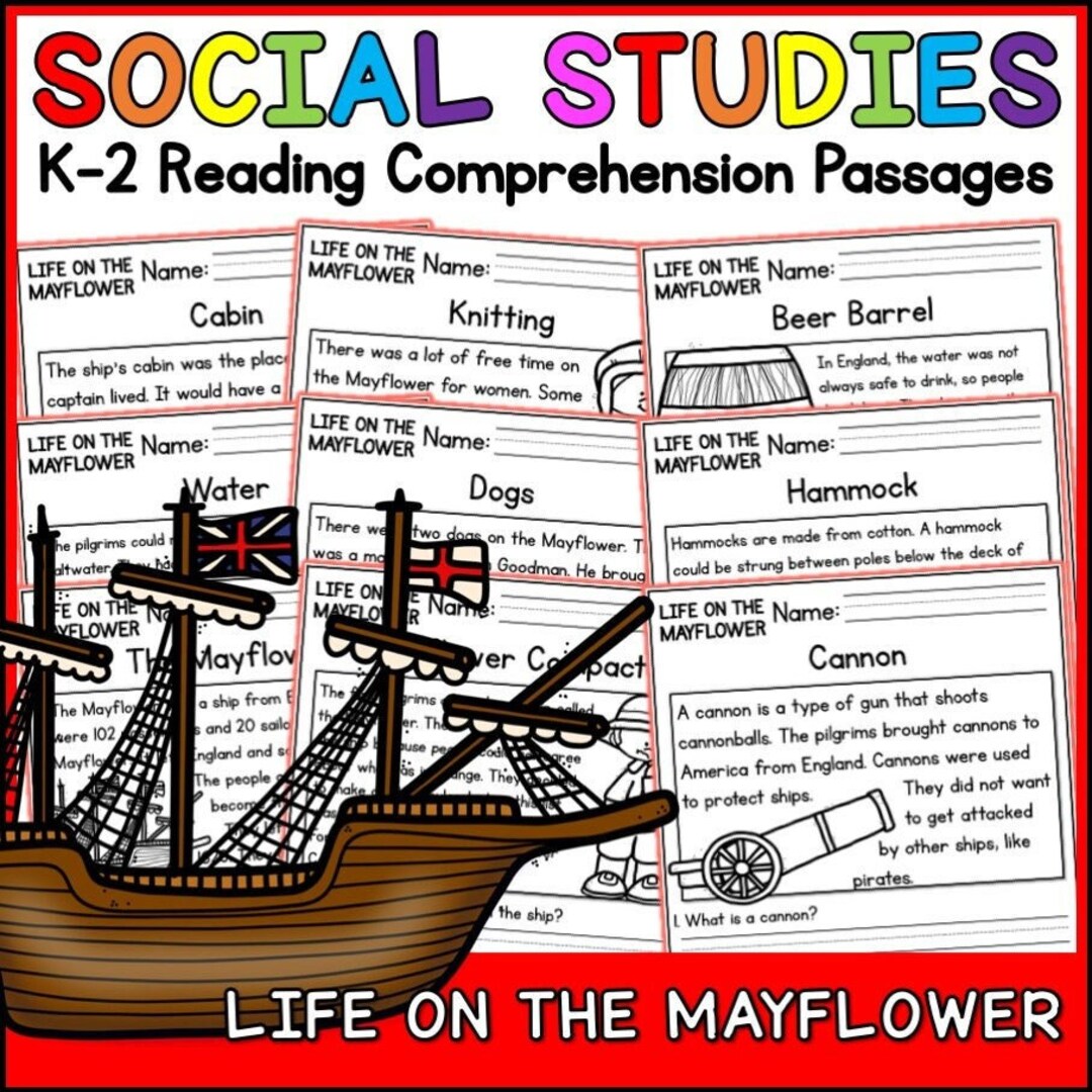 Life on the Mayflower Reading Comprehension Passages K-2 - Etsy