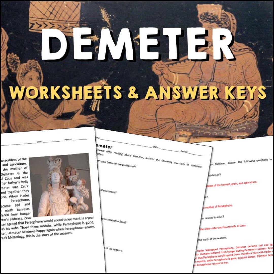 Demeter Greek Mythology Reading Worksheets and Answer Keys - Etsy
