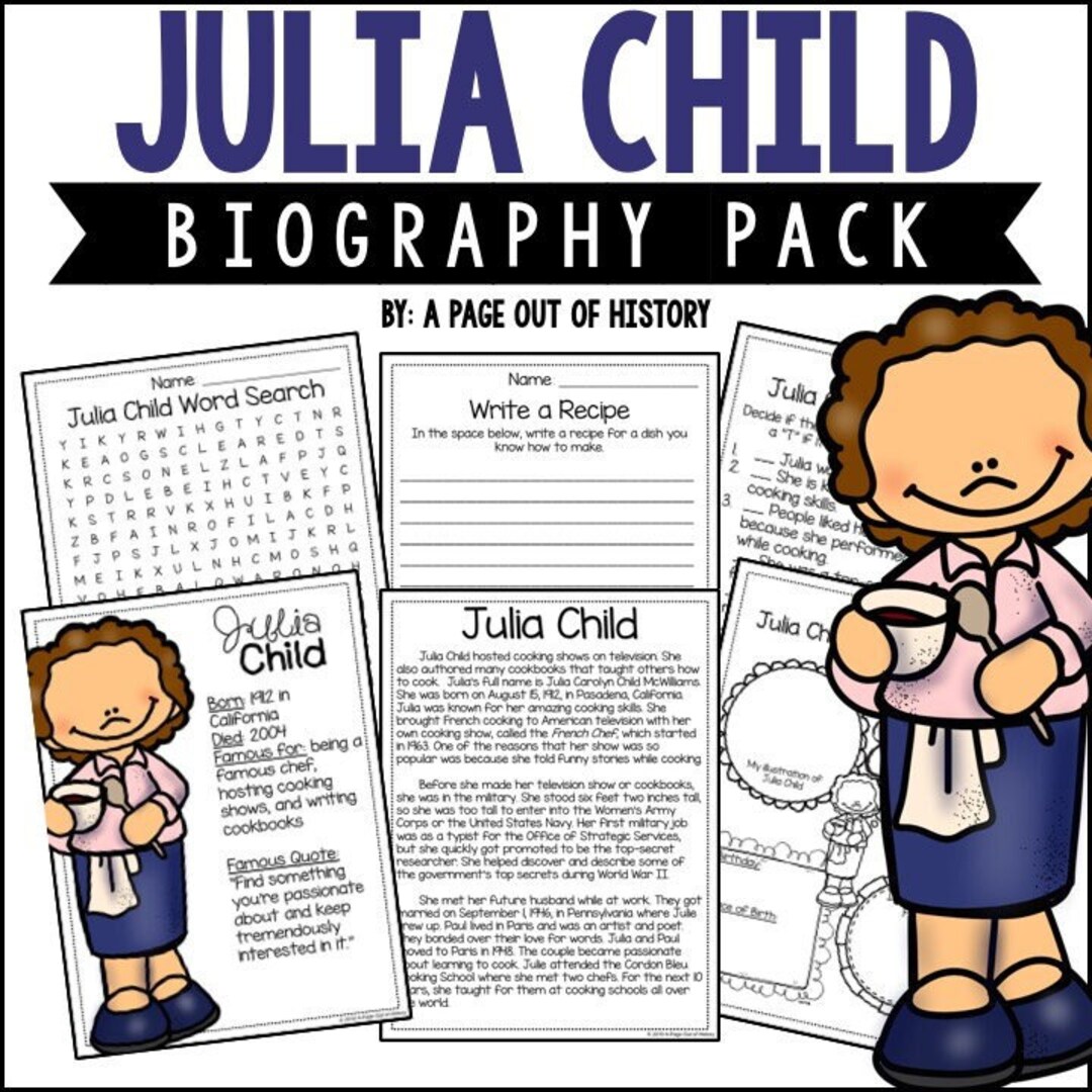 Upper Elementary Reading Activities | Julia Child Printable Biography ...