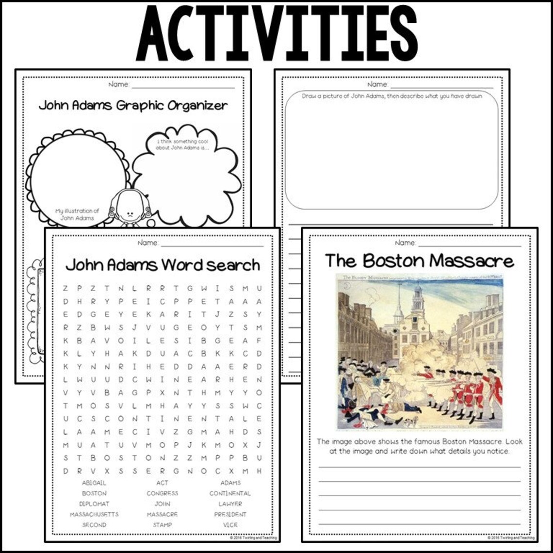 John Adams Biography Unit Pack | 3-5 | Homeschool | Social Studies ...