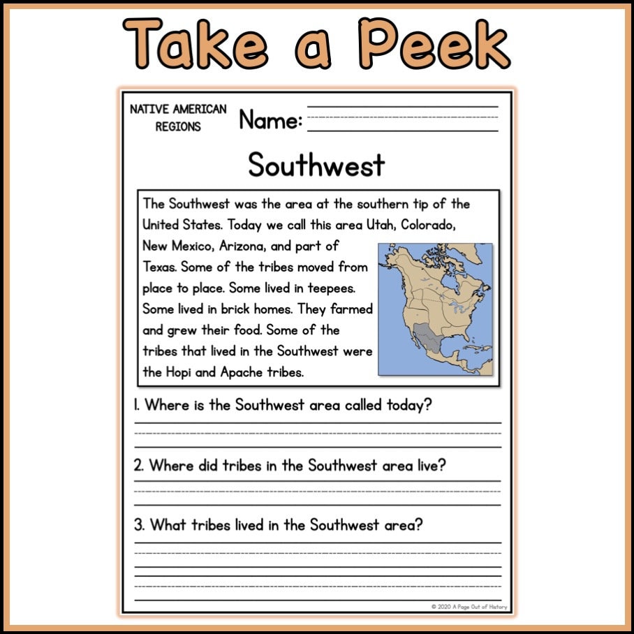 Native American Regions Reading Comprehension Passages | K-2 ...
