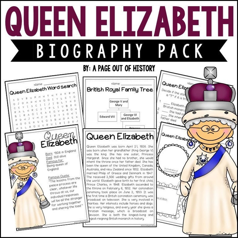 Queen Elizabeth II Biography Unit Pack | 3-5 | Homeschool | Social ...