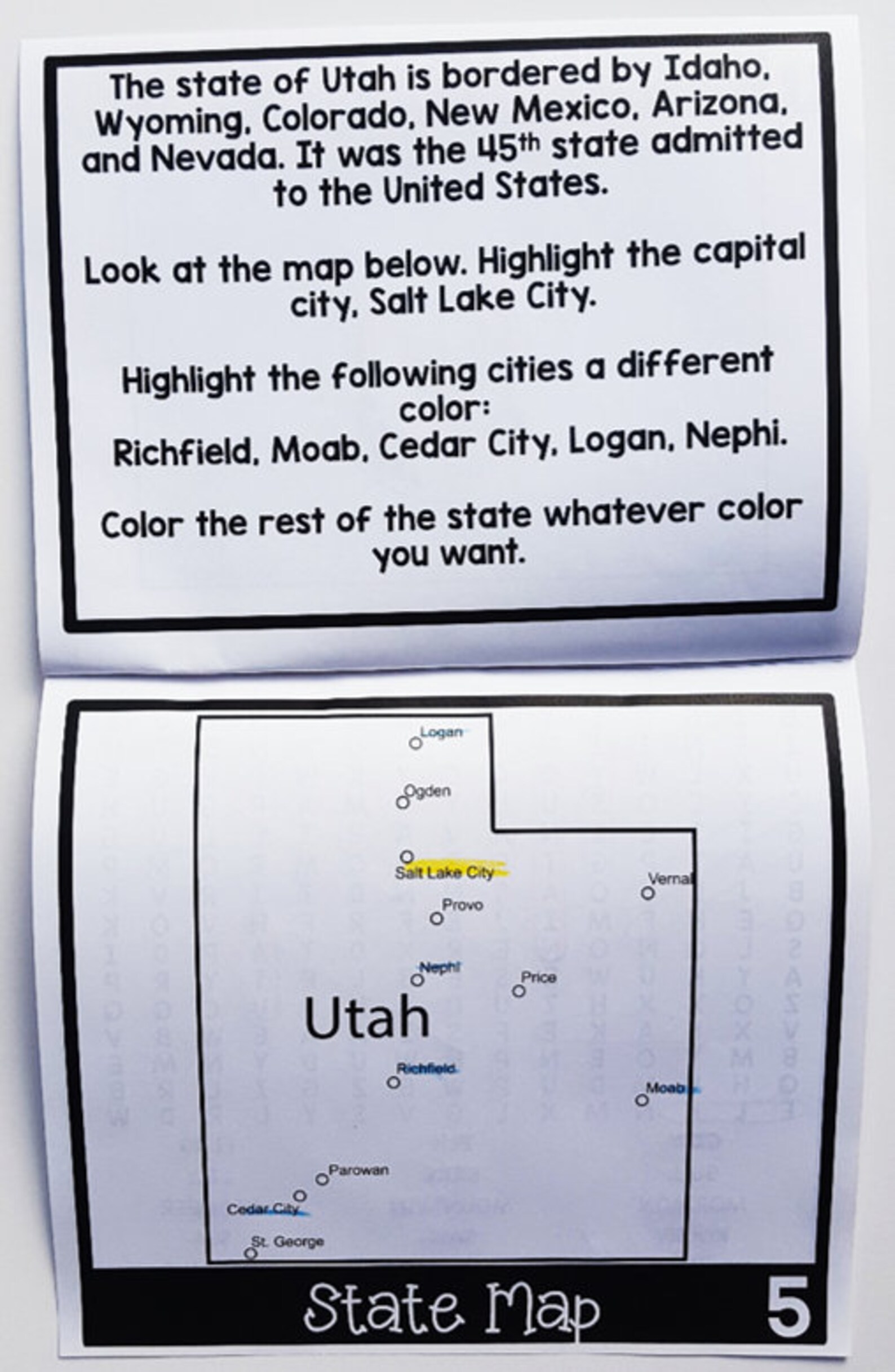 Utah 3rd-5th Grade State Lesson | Symbols, Map, Flag, Reading, Writing ...