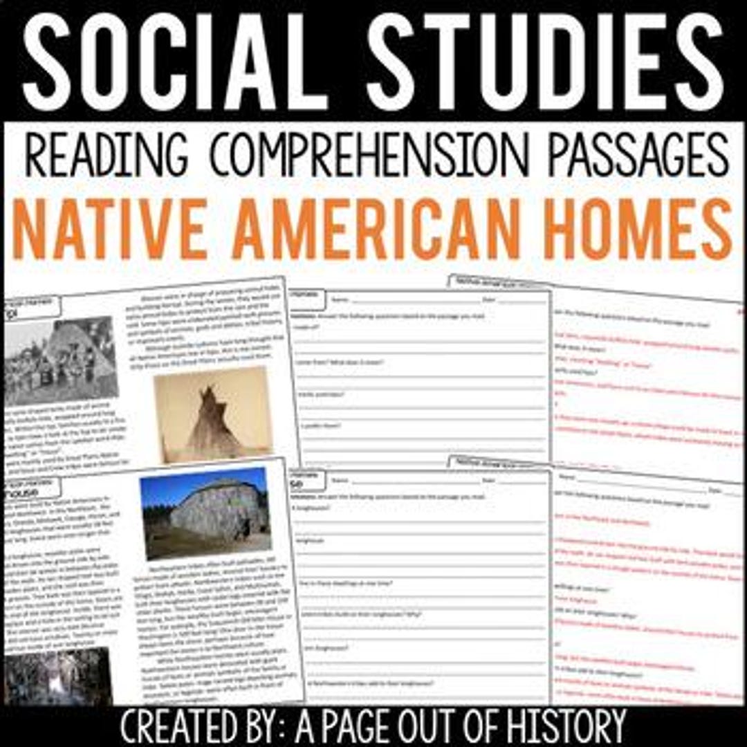 Native American Homes Reading Comprehension Passages & Questions ...