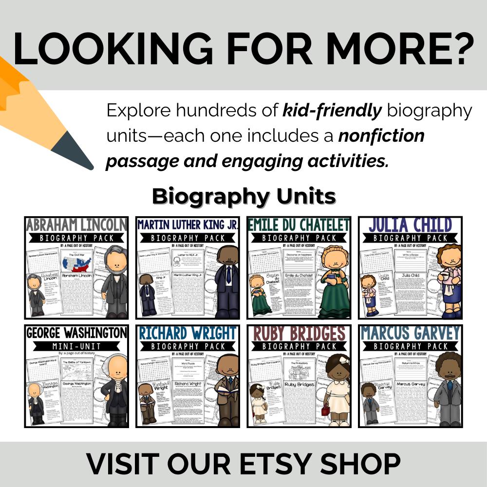 Mae Jemison Reading & Writing Biography Pack | Informational Text ...