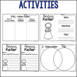 Helen Keller Biography Unit Pack | 3-5 | Homeschool | Social Studies ...