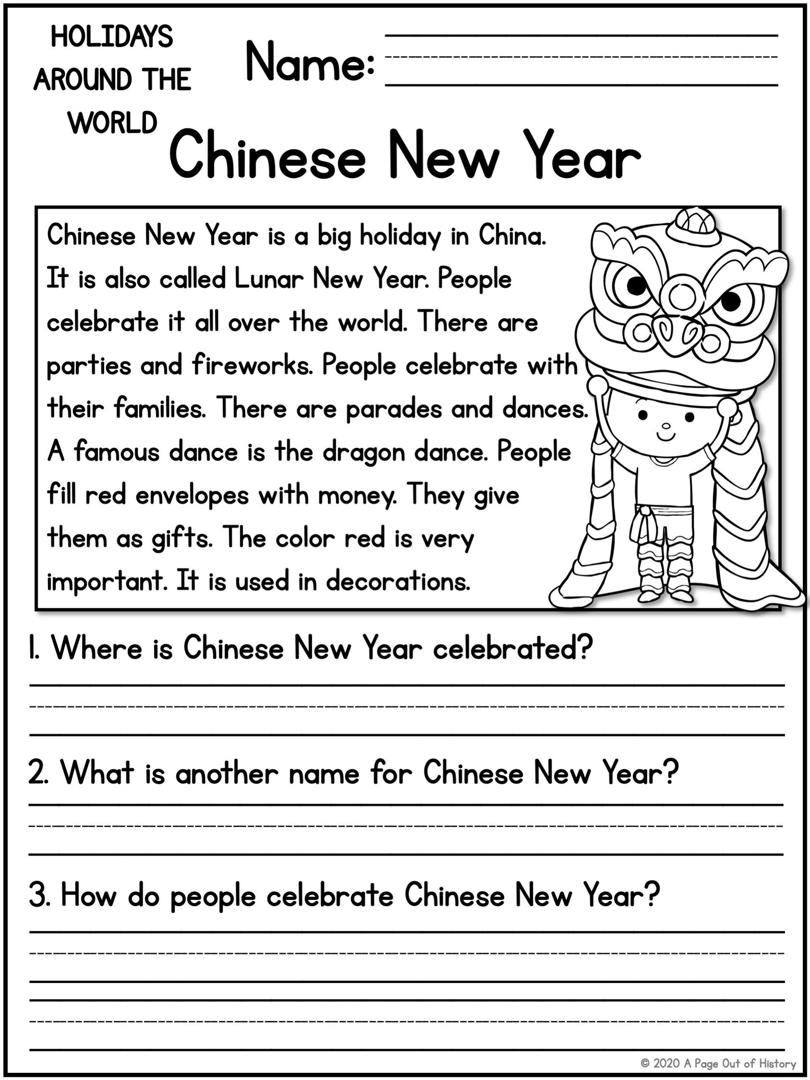 Holidays Around the World Reading Comprehension Passages K-2 | Etsy