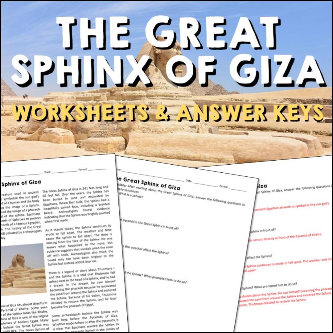 The Great Sphinx of Giza Reading Worksheets and Answer Keys - Etsy