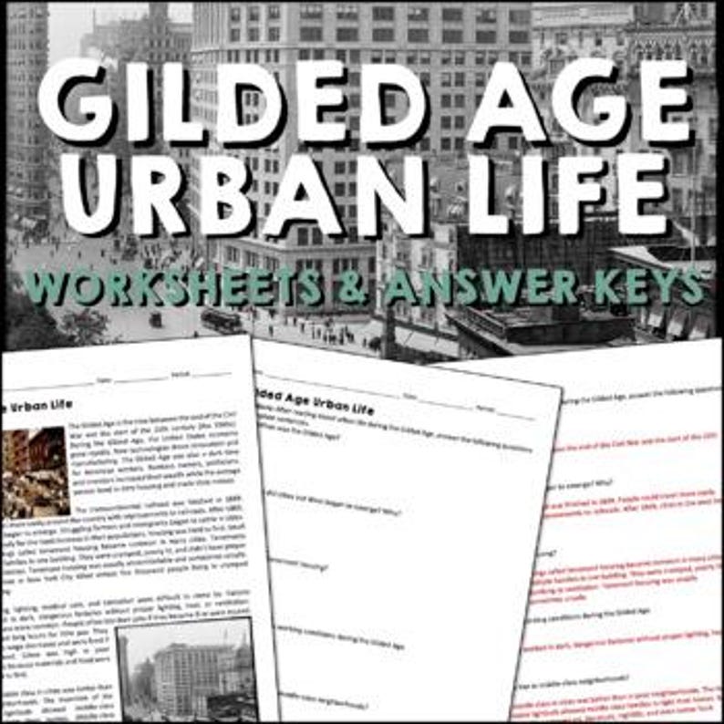 Urban Life During the Gilded Age Reading Comprehension Worksheets ...
