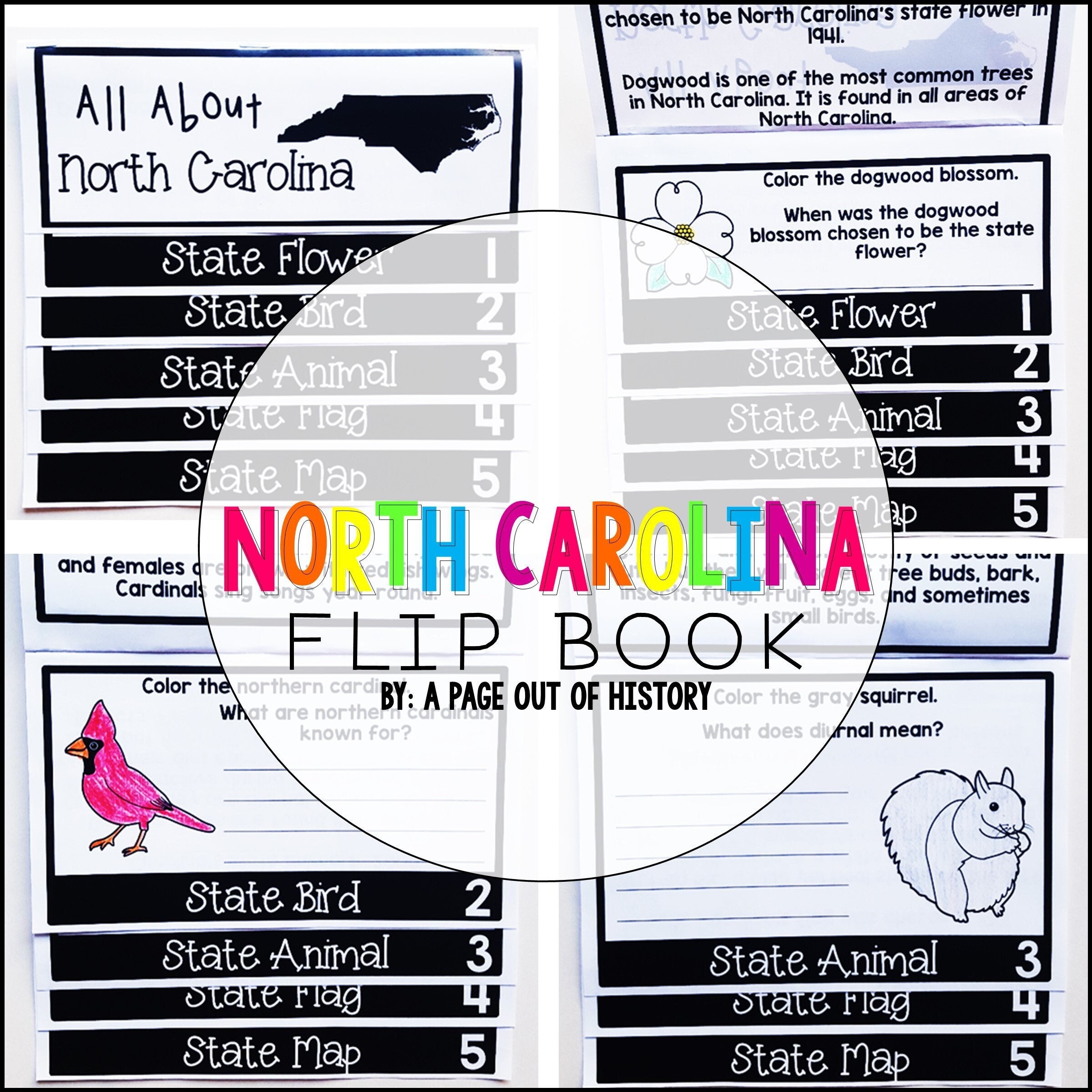 North Carolina State Flip Book | 3-5 | Homeschool | Social Studies ...