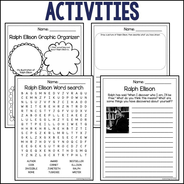 Ralph Ellison Biography Unit Pack 3-5 Homeschool Social Studies ...