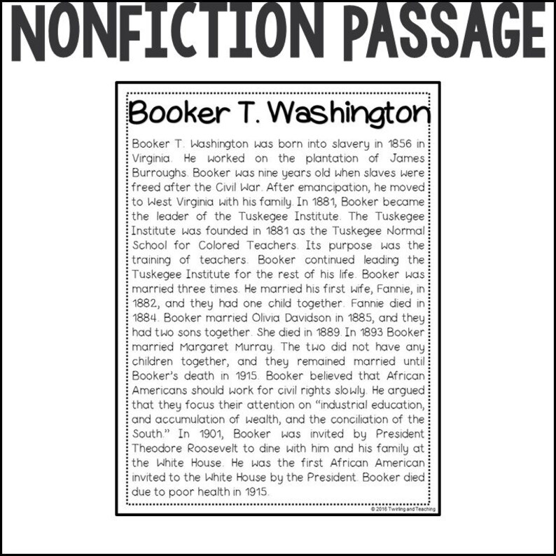 Booker T Washington Biography Unit Pack | 3-5 | Homeschool | Social ...