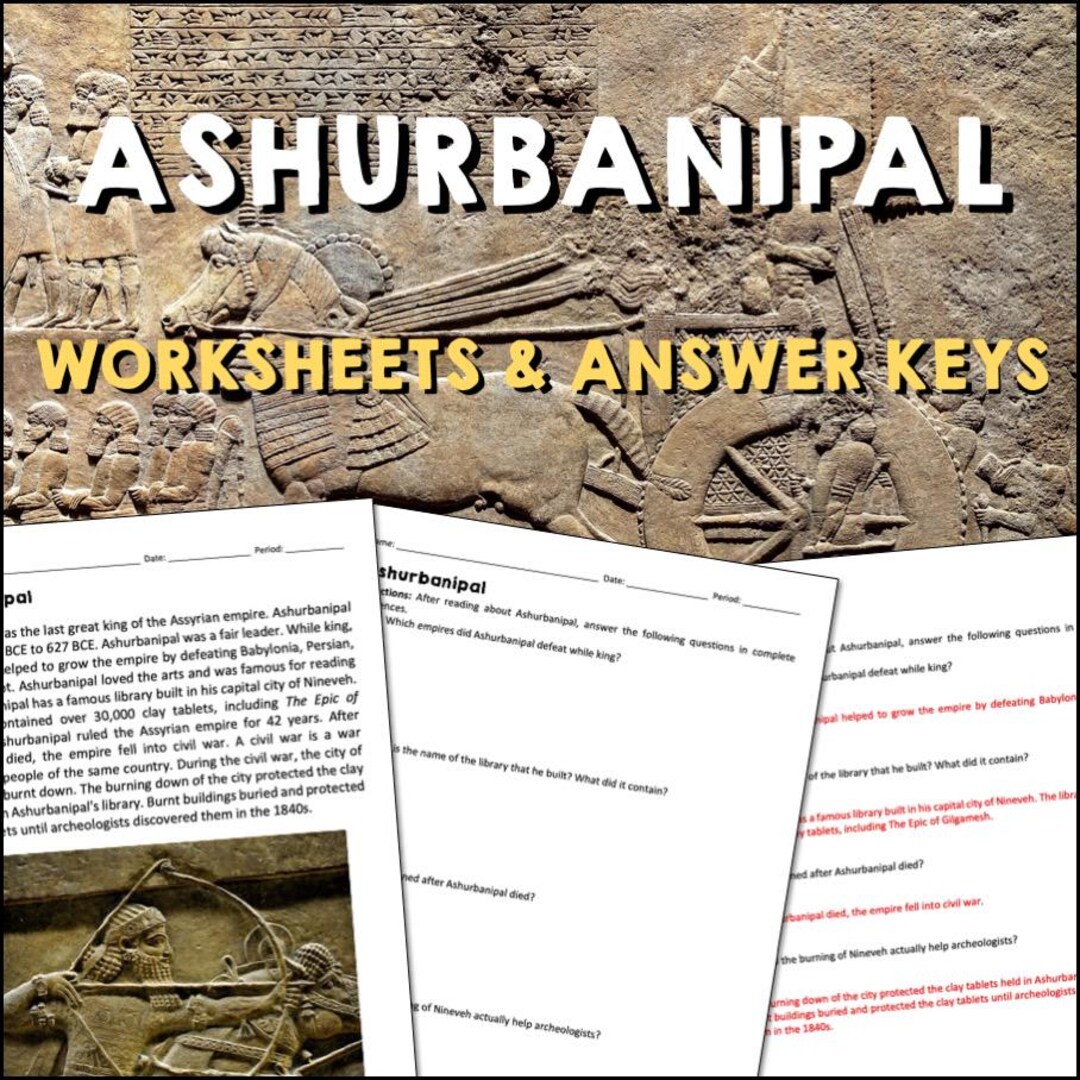 Ashurbanipal Ancient Mesopotamia Reading Worksheets and Answer Keys - Etsy