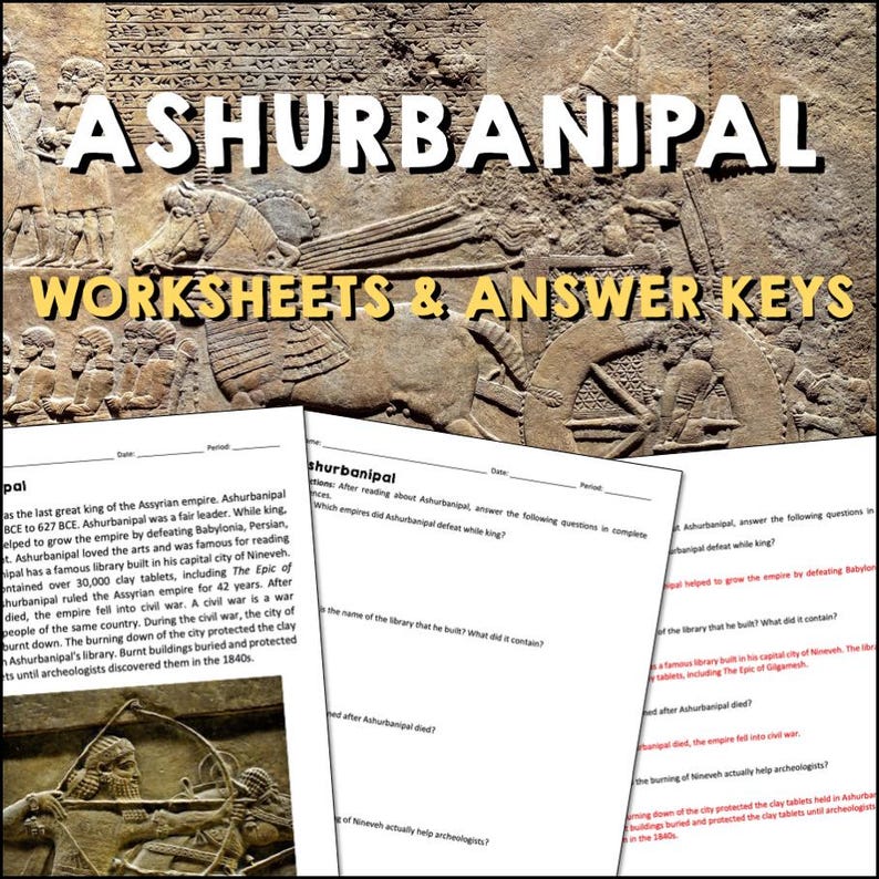 Ashurbanipal Ancient Mesopotamia Reading Worksheets and Answer Keys ...