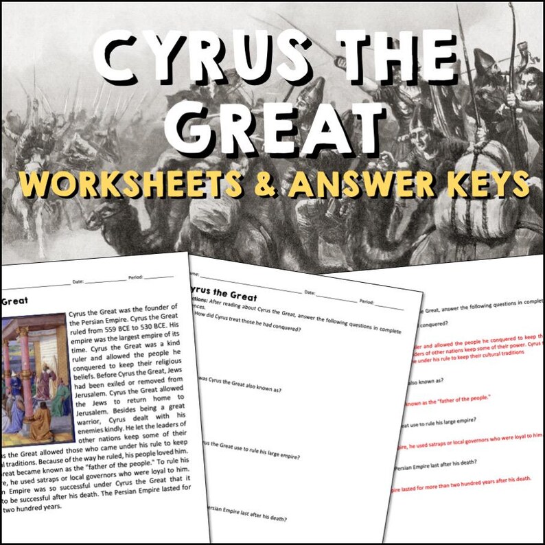Cyrus the Great Ancient Mesopotamia Reading Worksheets and Answer Keys ...
