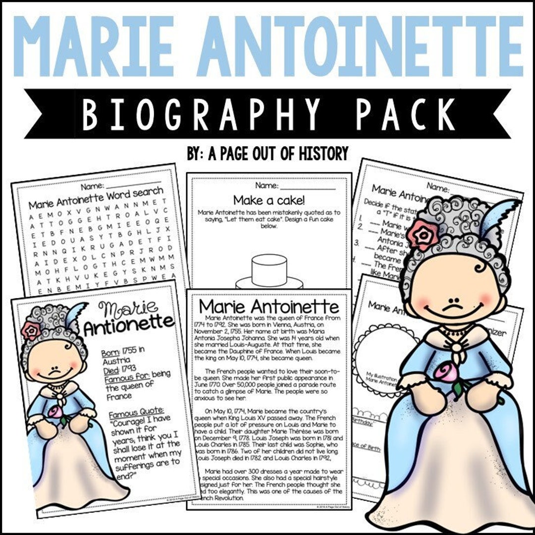 Marie Antoinette Biography Unit Pack | 3-5 | Homeschool | Social ...