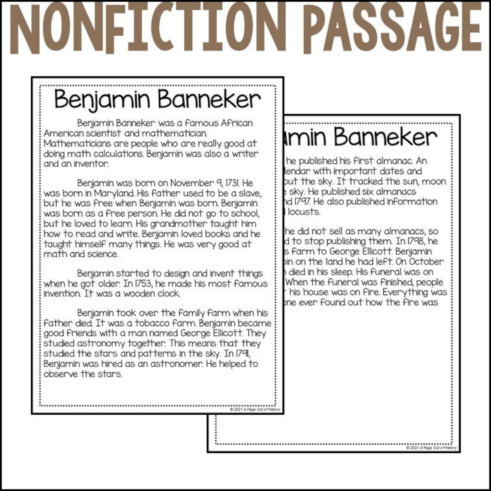 Benjamin Banneker Biography Unit Pack | 3-5 | Homeschool | Social ...