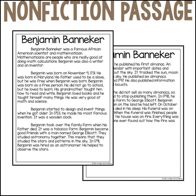 Benjamin Banneker Biography Unit Pack | 3-5 | Homeschool | Social ...
