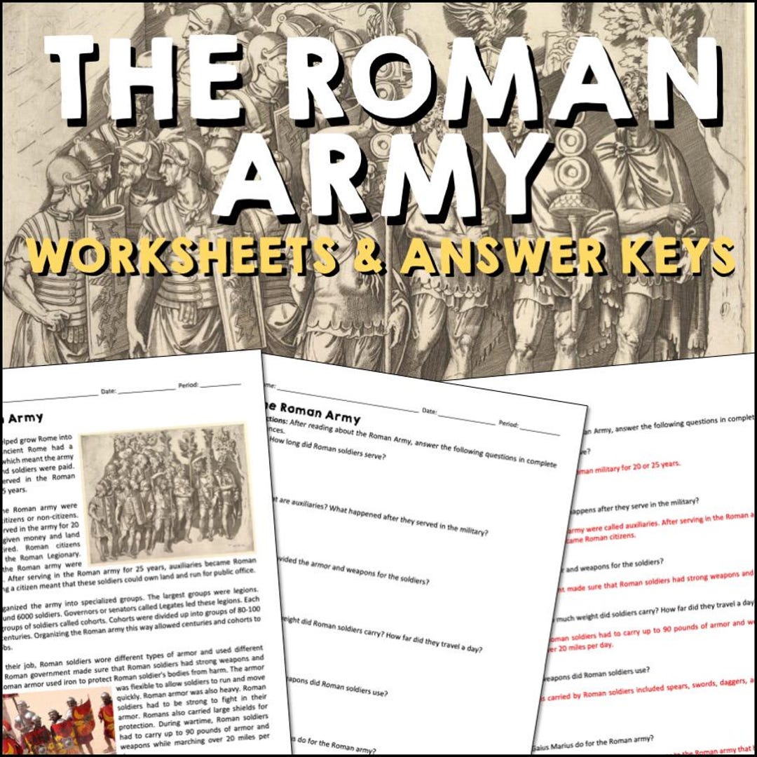 The Roman Army Reading Worksheets and Answer Keys - Etsy