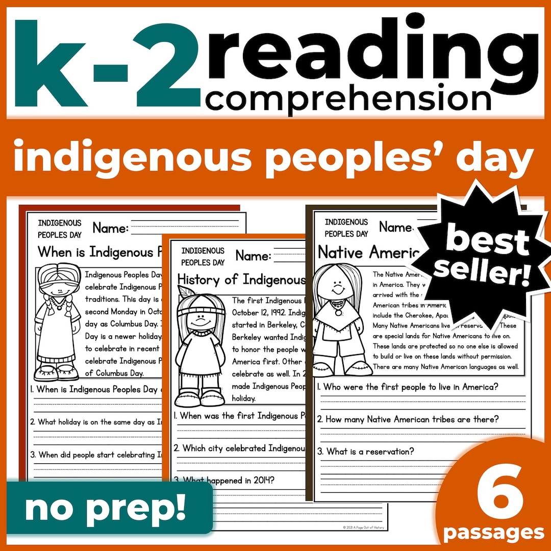 K-2 Reading Practice 1st 2nd Grade Worksheets, Indigenous Peoples Day ...