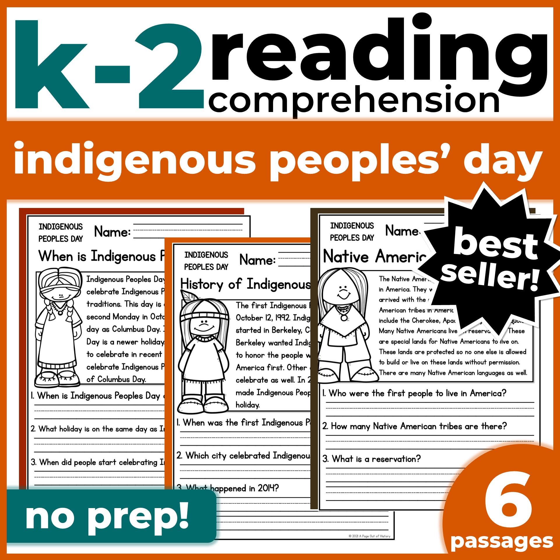 K-2 Reading Practice 1st 2nd Grade Worksheets, Indigenous Peoples Day ...