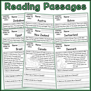 Countries Around the World Social Studies Reading Comprehension | K-2 ...