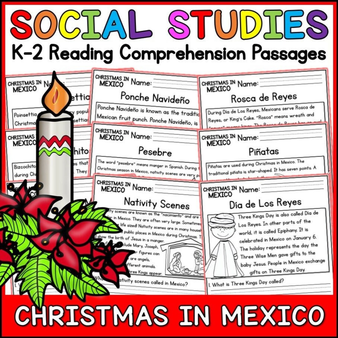 1st 2nd Grade Reading Comprehension | Christmas in Mexico Passages ...