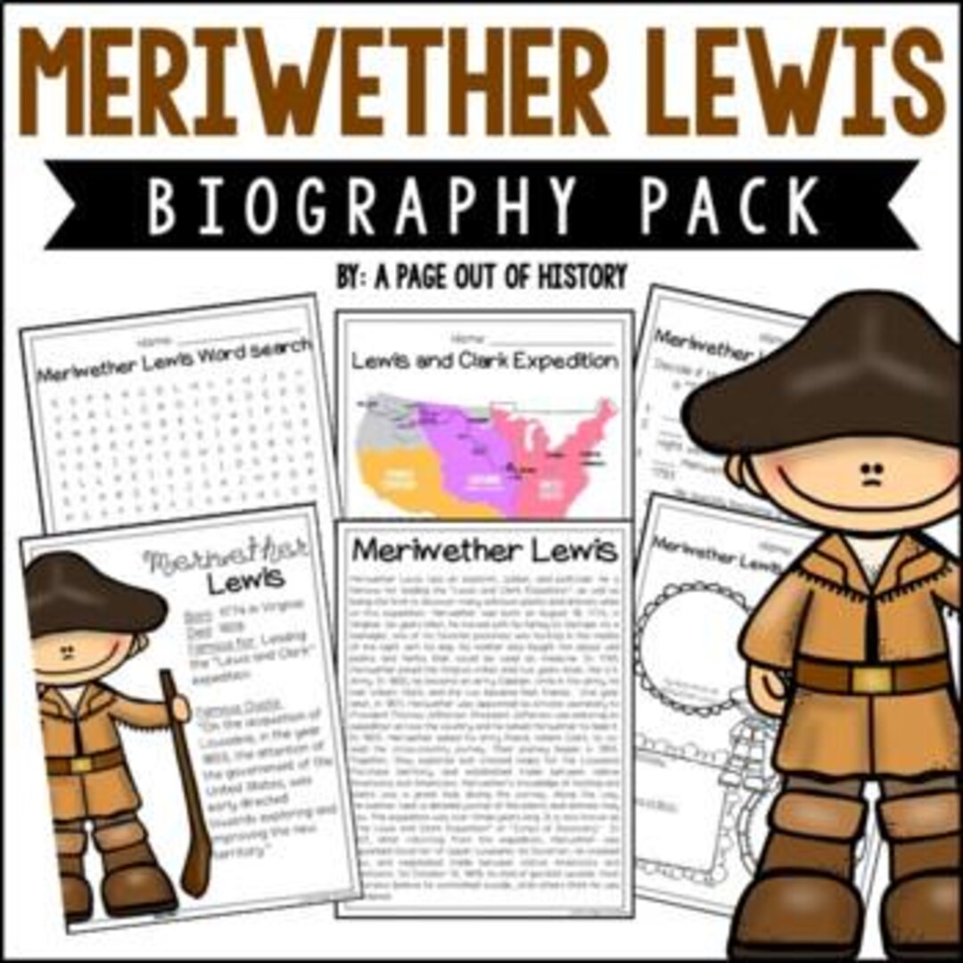 Meriwether Lewis Biography Worksheets, Reading Comprehension Passages ...