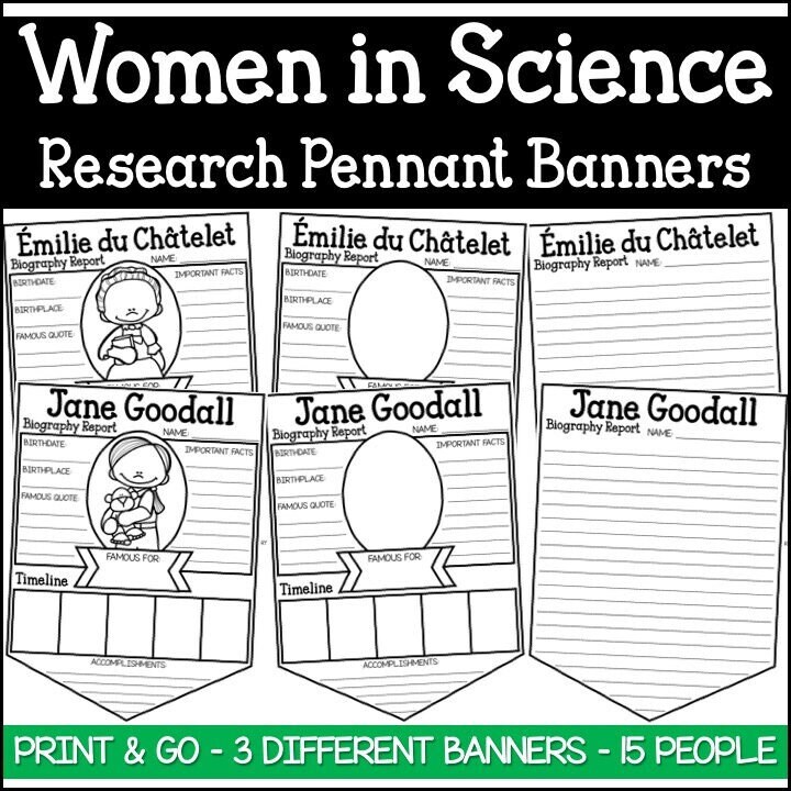 Women in Science Research Pennant Banner Project | 3-5 | Homeschool ...