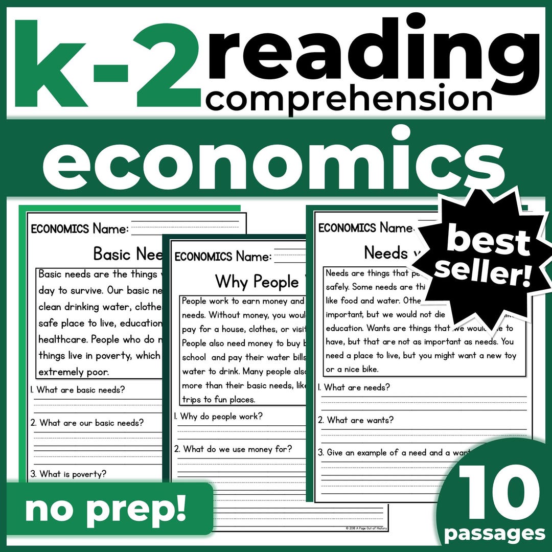 K-2 Reading Practice 1st 2nd Grade | Economics Passages & Questions ...