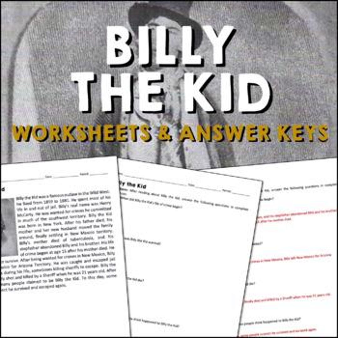 Billy the Kid Westward Expansion Reading Worksheets & Answer Key ...