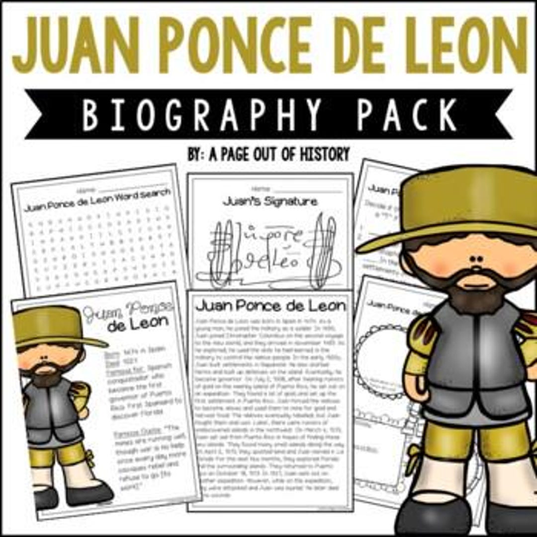 Juan Ponce De Leon Biography, Reading Comprehension Worksheets ...