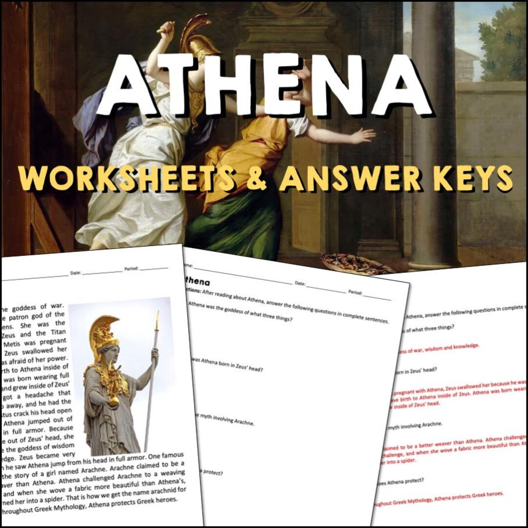 Athena Greek Mythology Reading Worksheets and Answer Keys - Etsy
