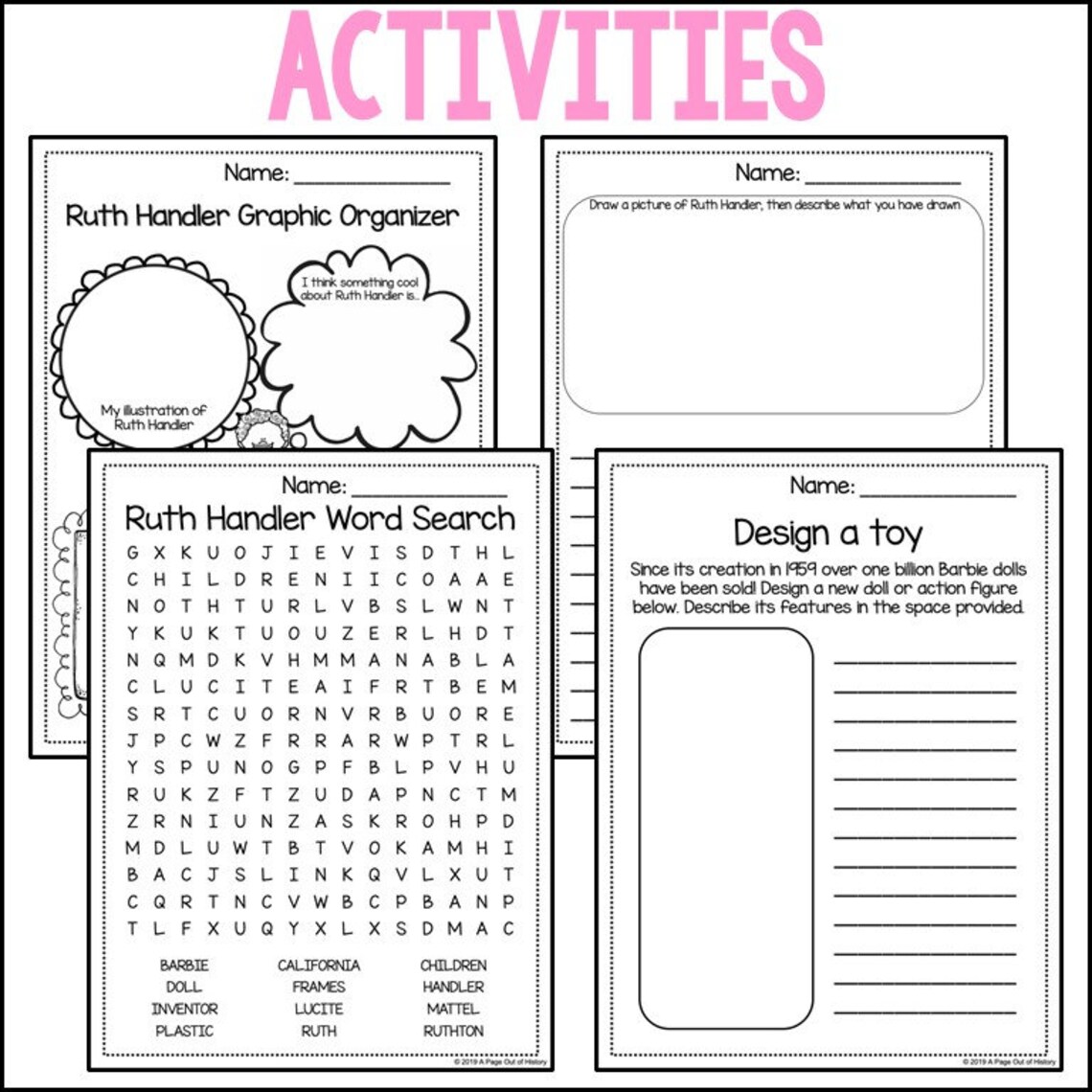 Ruth Handler Biography Unit Pack | 3-5 | Homeschool | Social Studies ...