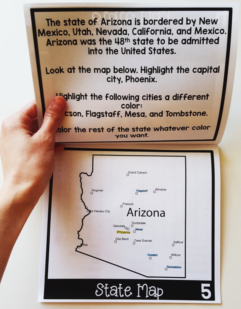 Arizona State Flip Book | 3-5 | Homeschool | Social Studies Printable ...