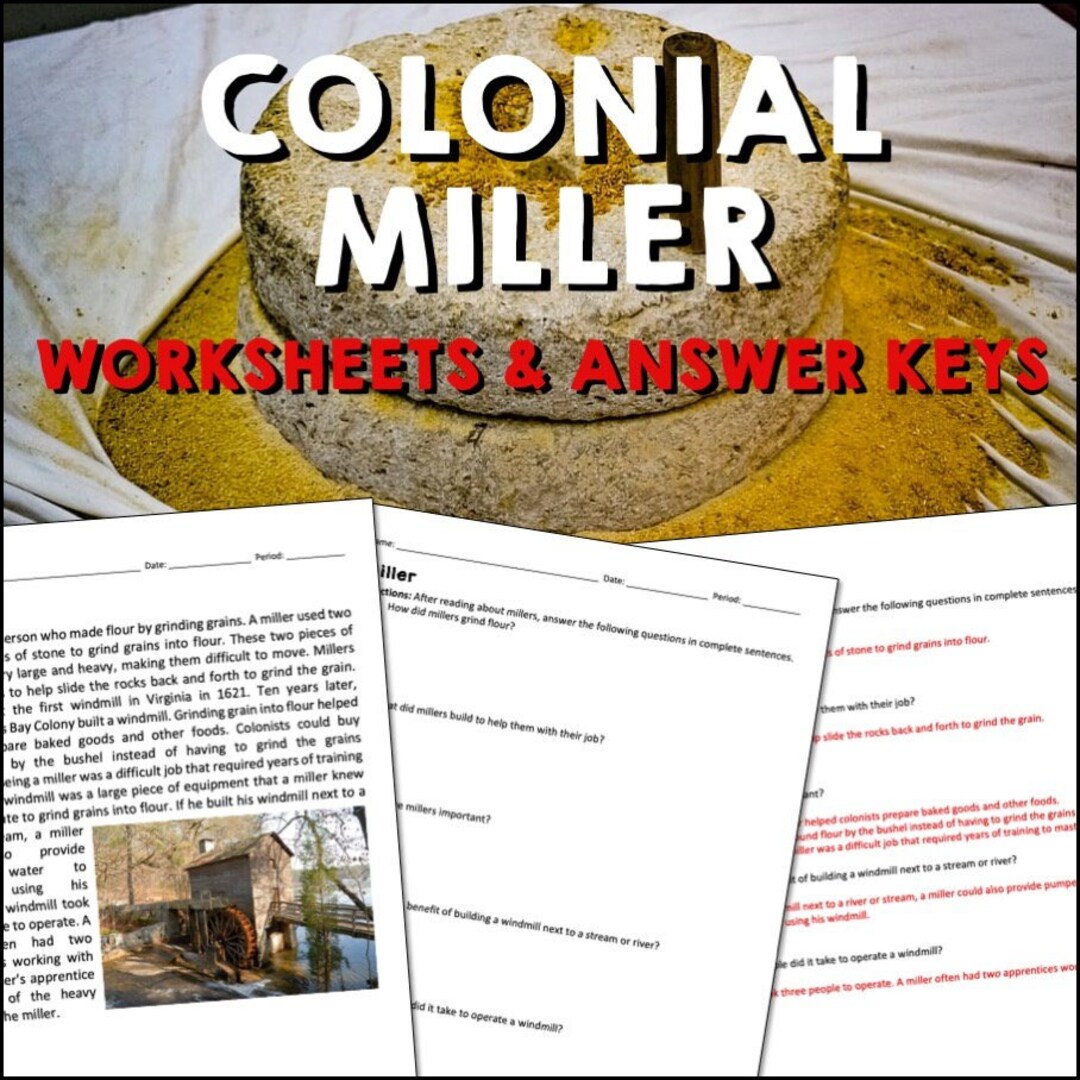 Colonial Miller Reading Worksheets and Answer Keys | 6-12 | Homeschool ...