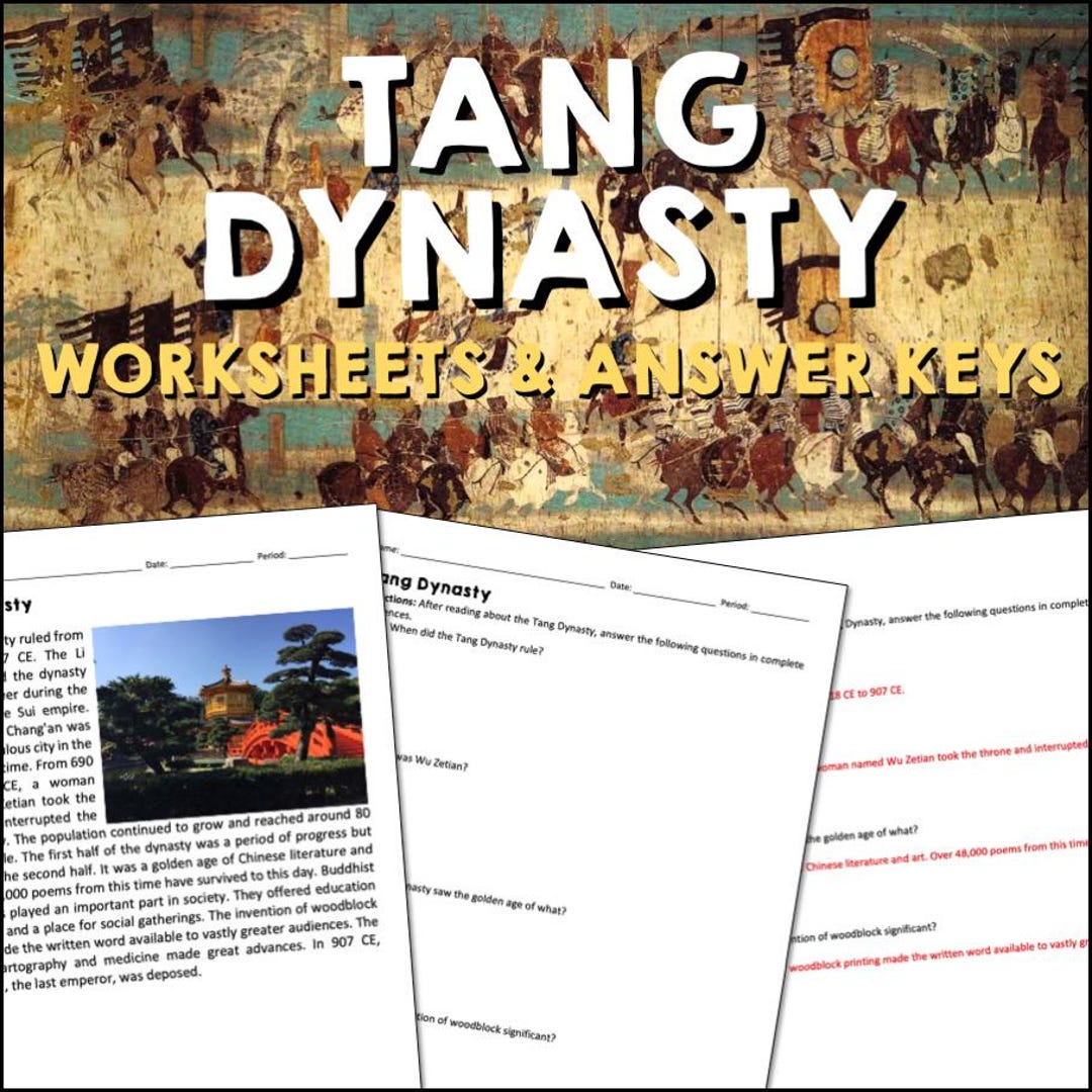 Tang Dynasty Ancient China Reading Worksheets and Answer Keys - Etsy